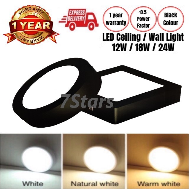 LED Surface downlight - black (12W/18W/25W) (SQUARE AND ROUND) | Shopee ...