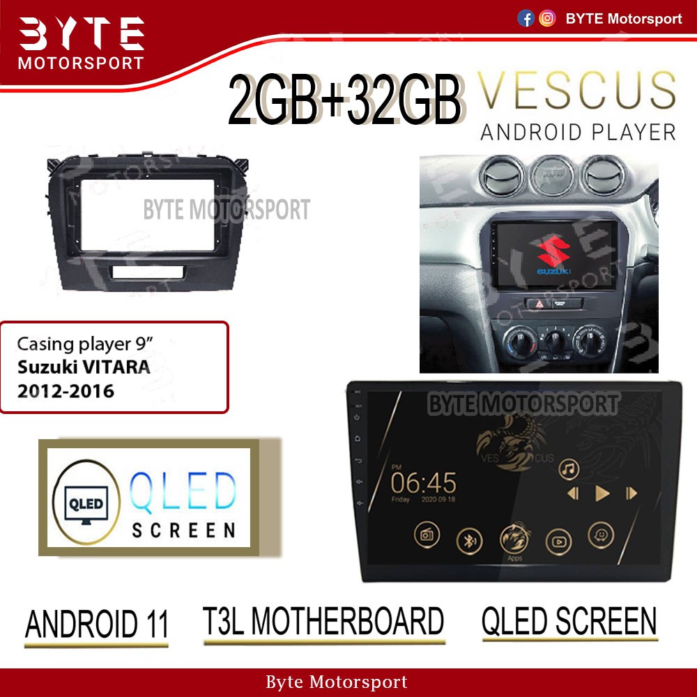 🦂VESCUS 🦂[2+32] DSP 📳4G Sim📳 Octa-Core Processor QLED Screen Suzuki Vitara 12-16 Android Player ...