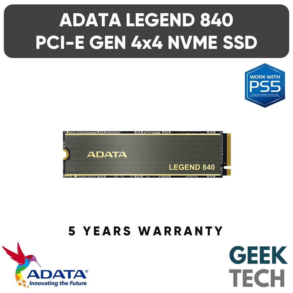 ADATA Legend 840 PCIe Gen4x4 M.2 2280 NVMe SSD 512GB/1TB - Compatible with PS5 | Shopee Malaysia