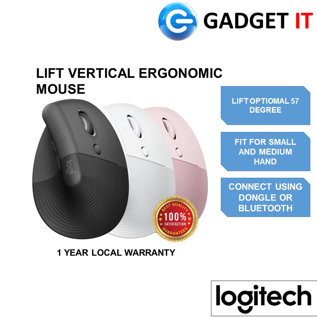 LOGITECH LIFT VERTICAL ERGONOMIC MOUSE (WIRELESS,BLUETOOT,QUIET CLICKS ...