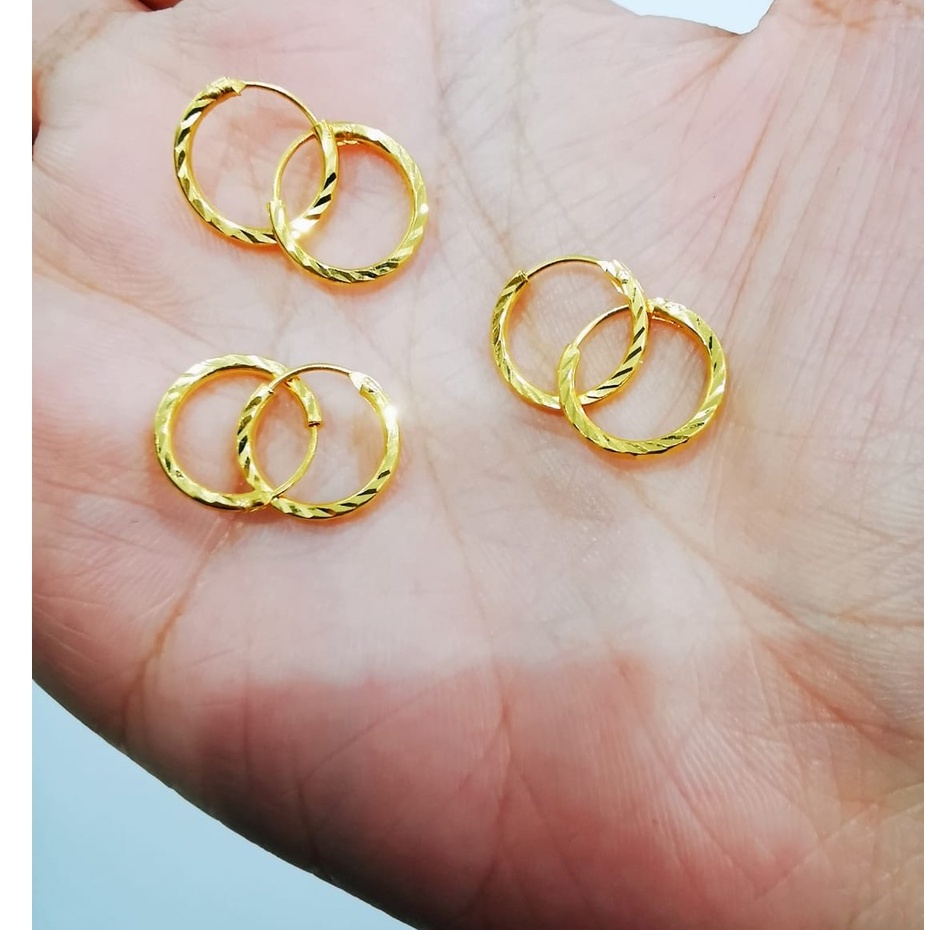 Merdeka 916 Gold Kids Round Hoop Earring / Subang Bulat Budak Emas 916 ...