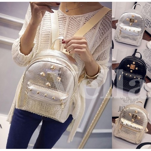 VELLA Rivet Beg Back Pack Women Leather Hand Backpack Waterproof ...