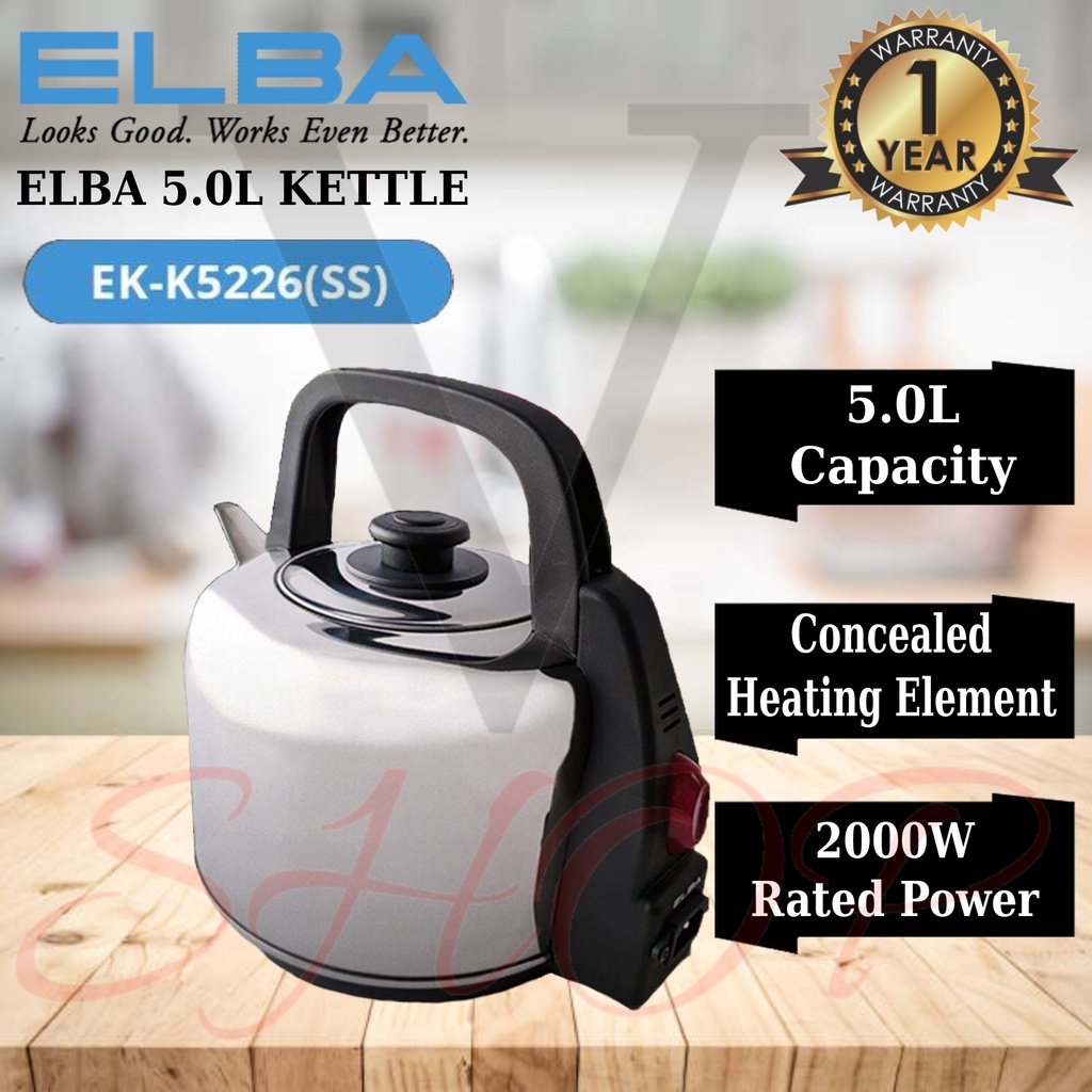 ELBA 5.0L STAINLESS STEEL CONCEALED HEATING ELEMENT ELECTRIC KETTLE EK ...