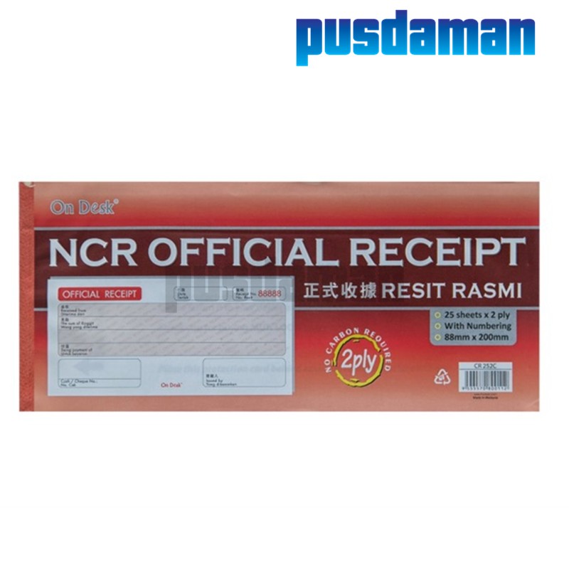 On Desk Official Receipt NCR (3 language Malay / Chinese / English ...