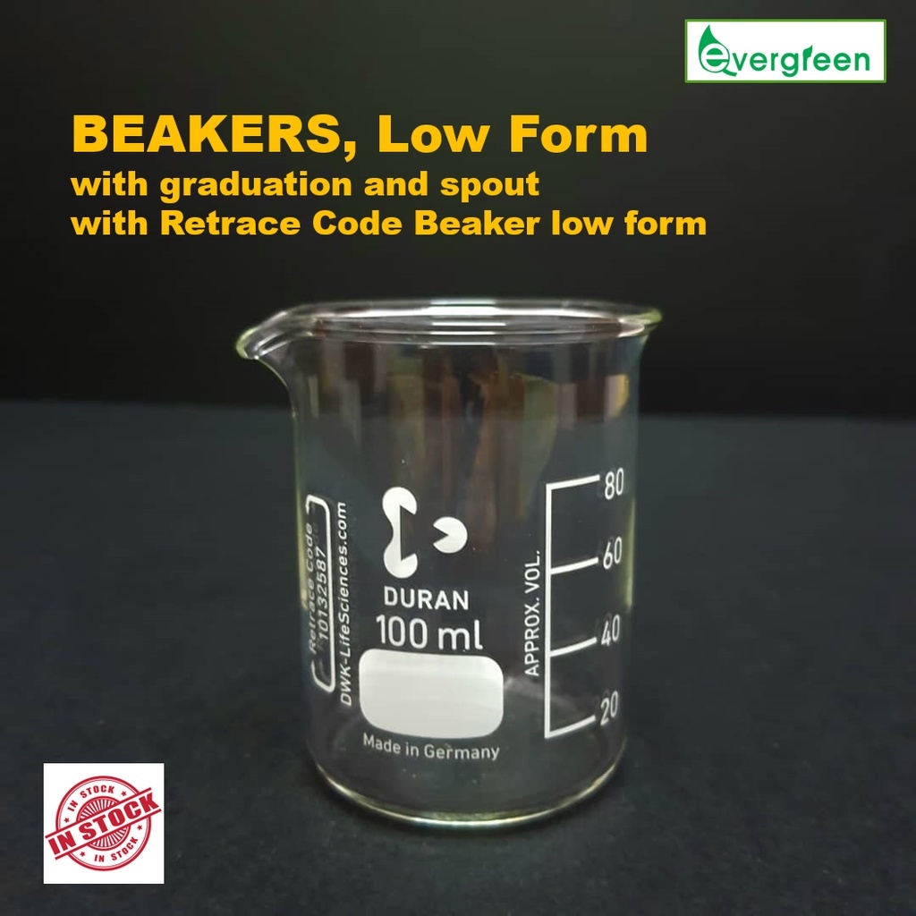 Duran Beaker 100ml, low form with graduation and spout | Shopee Malaysia
