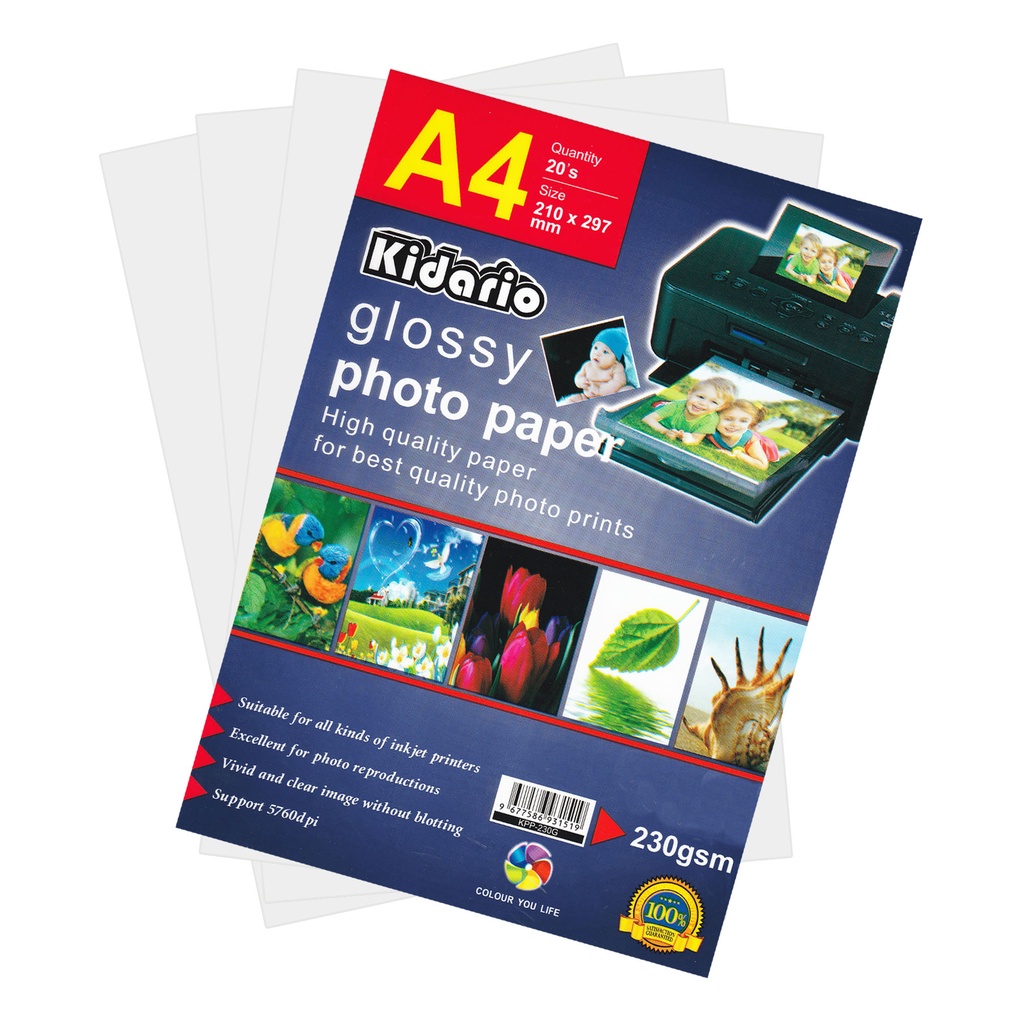 Kidario Glossy Photo Paper 230g (20pcs) | Shopee Malaysia