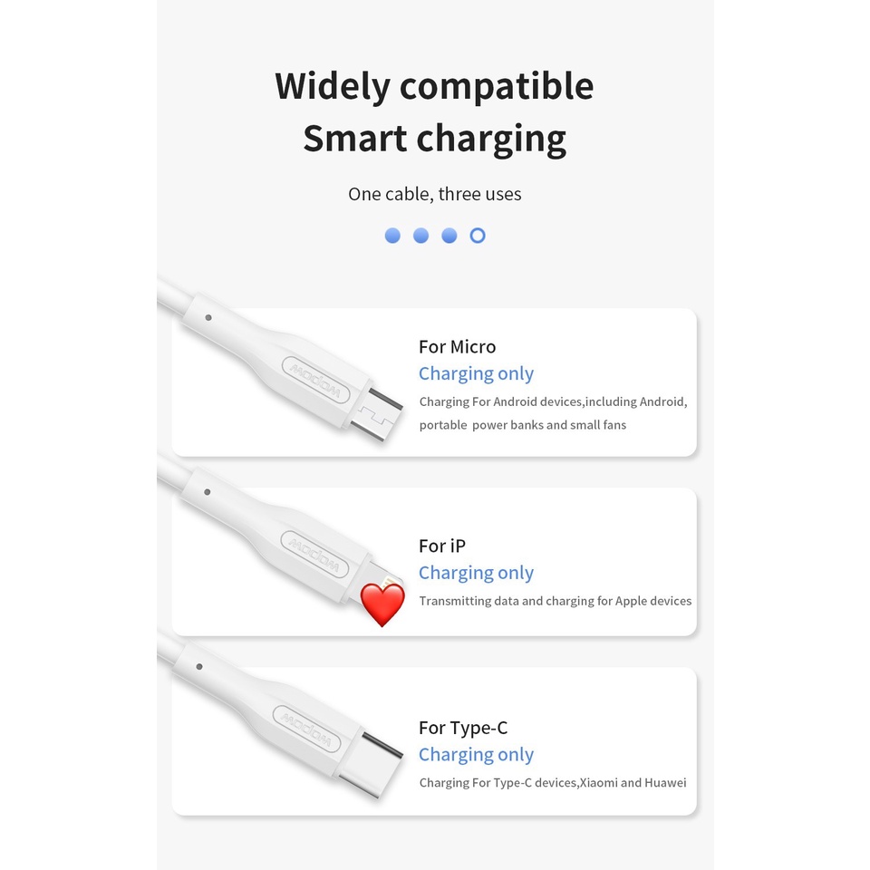 WOPOW 3 in 1 Fast Charging Data Cable USB to Micro Type C And iP 8pin ...