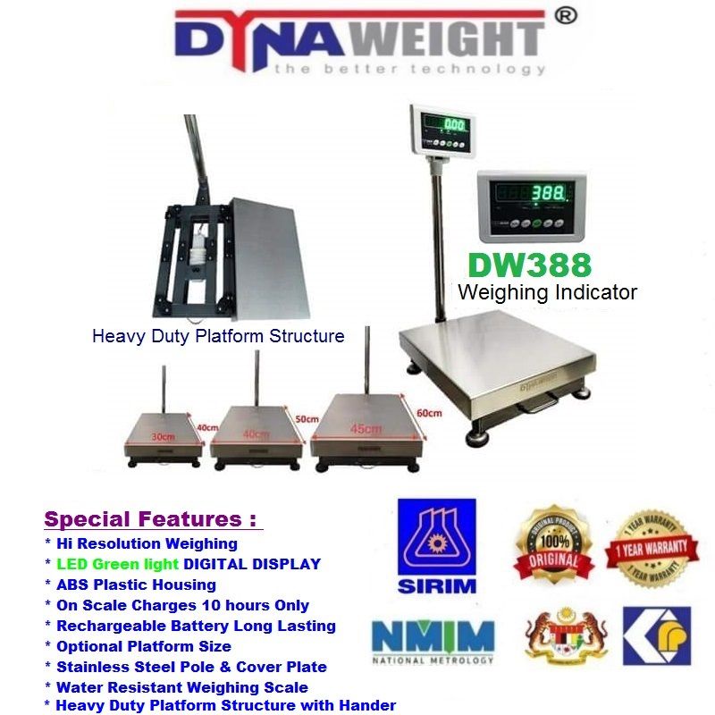 DYNAWEIGHT 150kg / 300kg Timbang Electronic Platform Scale DW388 ...