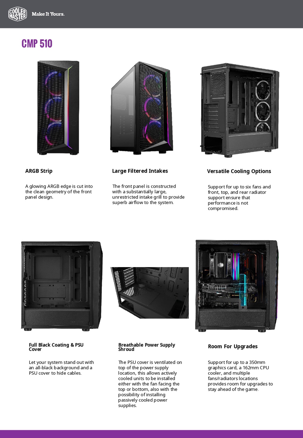 Cooler Master CMP 510 MID Tower Mesh ATX PC Casing CP510-KGNN-S03 ...