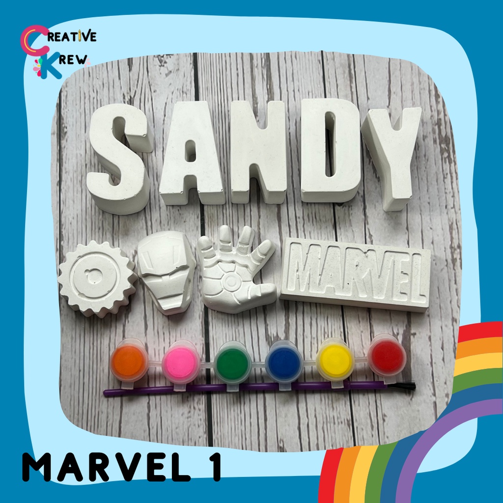 Marvel Iron man PLASTER PAINTING SET character and letters set / PARTY ...