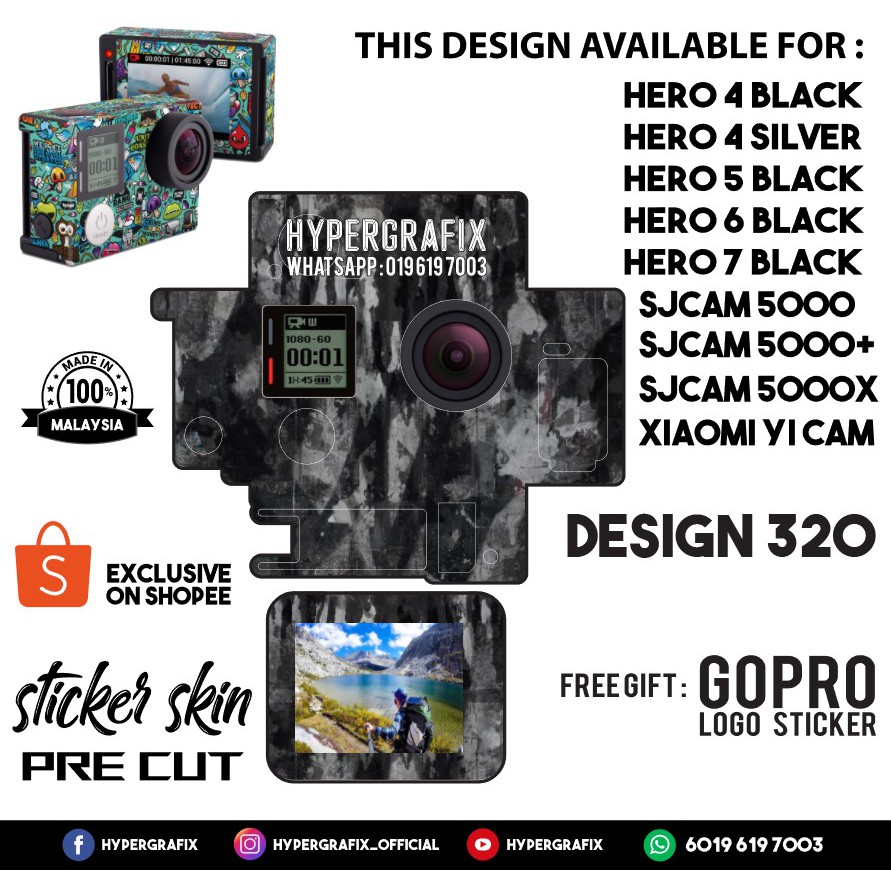 GOPRO HERO 4 , HERO 5 , HERO 6 , HERO 7, SJCAM 5000 , XIAOMI YI CAM 2K ...