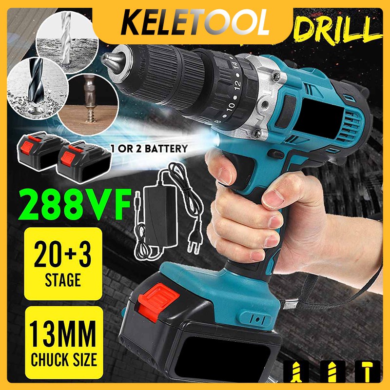 588V 3 In 1 Cordless Impact Drill Electric Screwdriver Drill Hammer ...