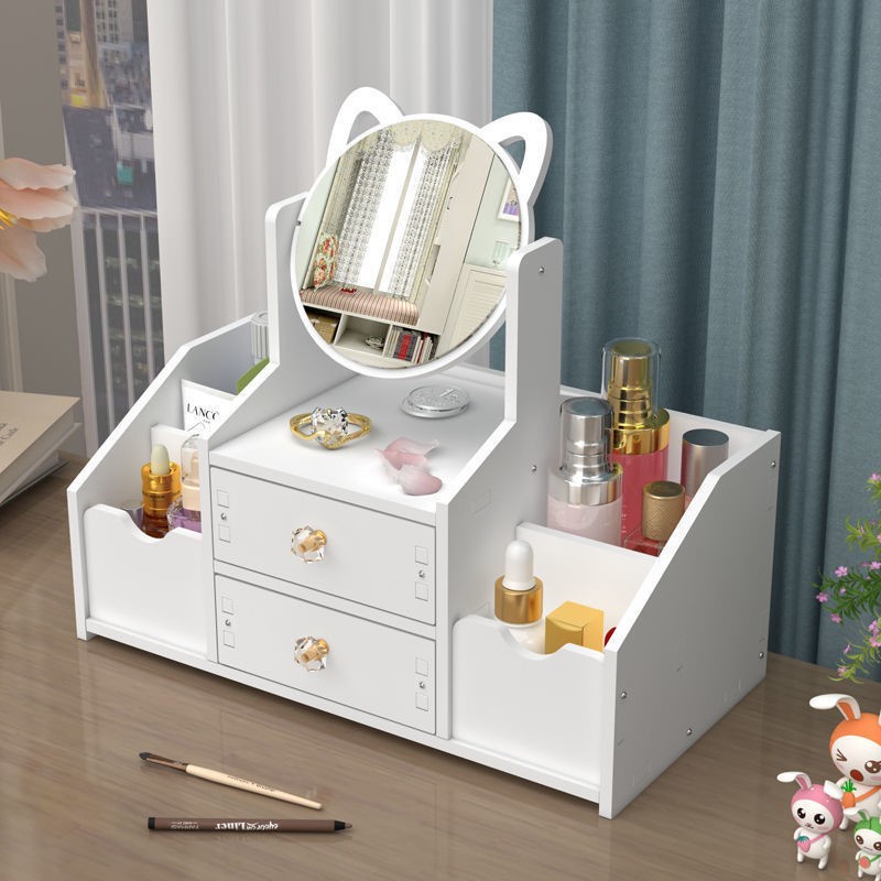 Rotate Makeup Mirror With Drawers Cosmetic Storage Box Jewelry ...
