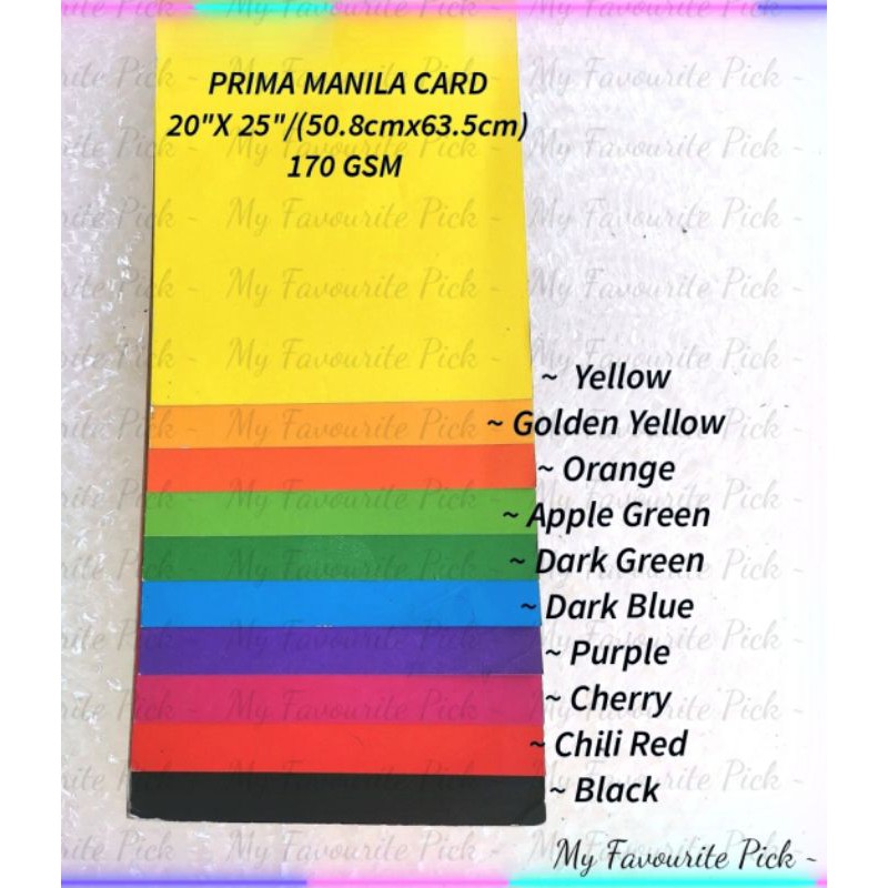 5 sheets/ PRIMA MANILA CARD 20"X 25" 170 GSM | Shopee Malaysia