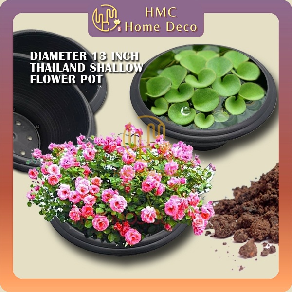 HMC DIAMETER 13'' THAILAND SHALLOW FLOWER POT PASU POKOK BUNGA ...