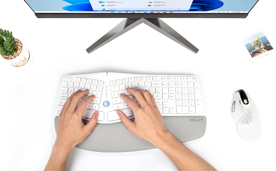 DELUX GM901D Wireless Ergonomic Split Keyboard With 2.4G USB Dngle ...