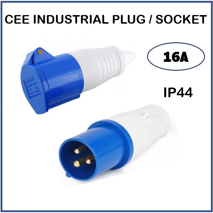 CEE 240V 16A 3 Pin Industrial Site Plug And Sockets Male/Female IP44 Weatherproof | Shopee Malaysia