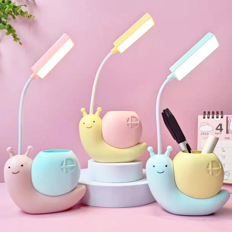 Snail Led Table Lamp with Cute Pen Holder Children Bedroom College Dorm ...