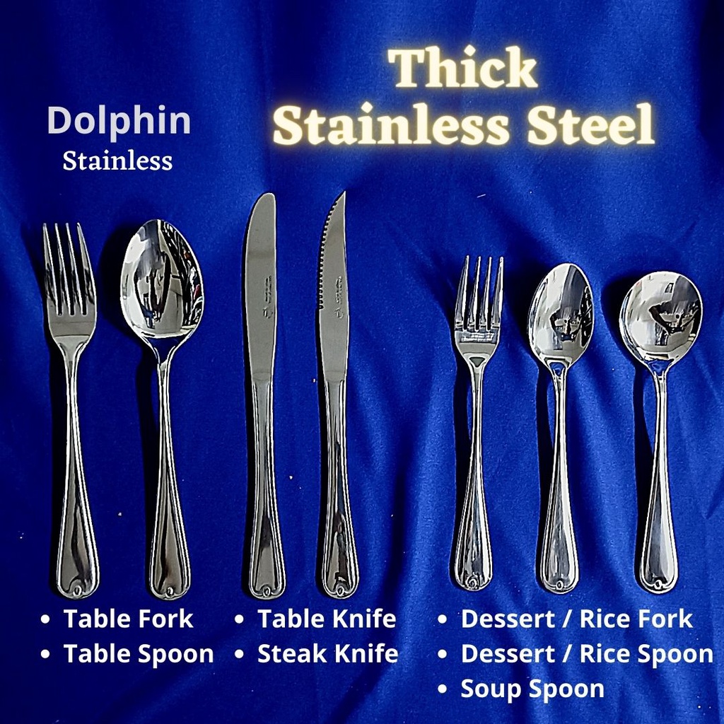 Dolphin, Stainless Steel Table Spoon, Fork and Knife / Dessert Spoon ...