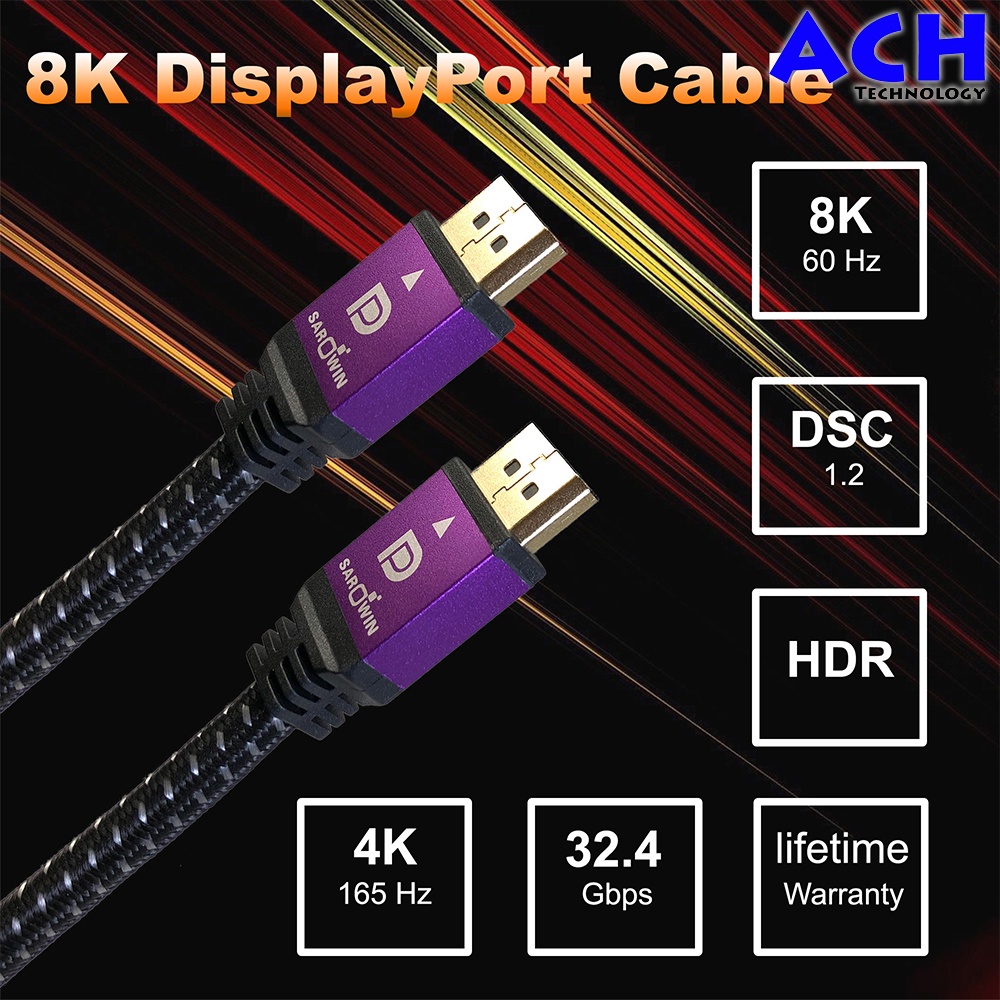SAROWIN DP2.0C 8K DisplayPort Cables 1/2/3/5 Meter DP cables Version 1 ...
