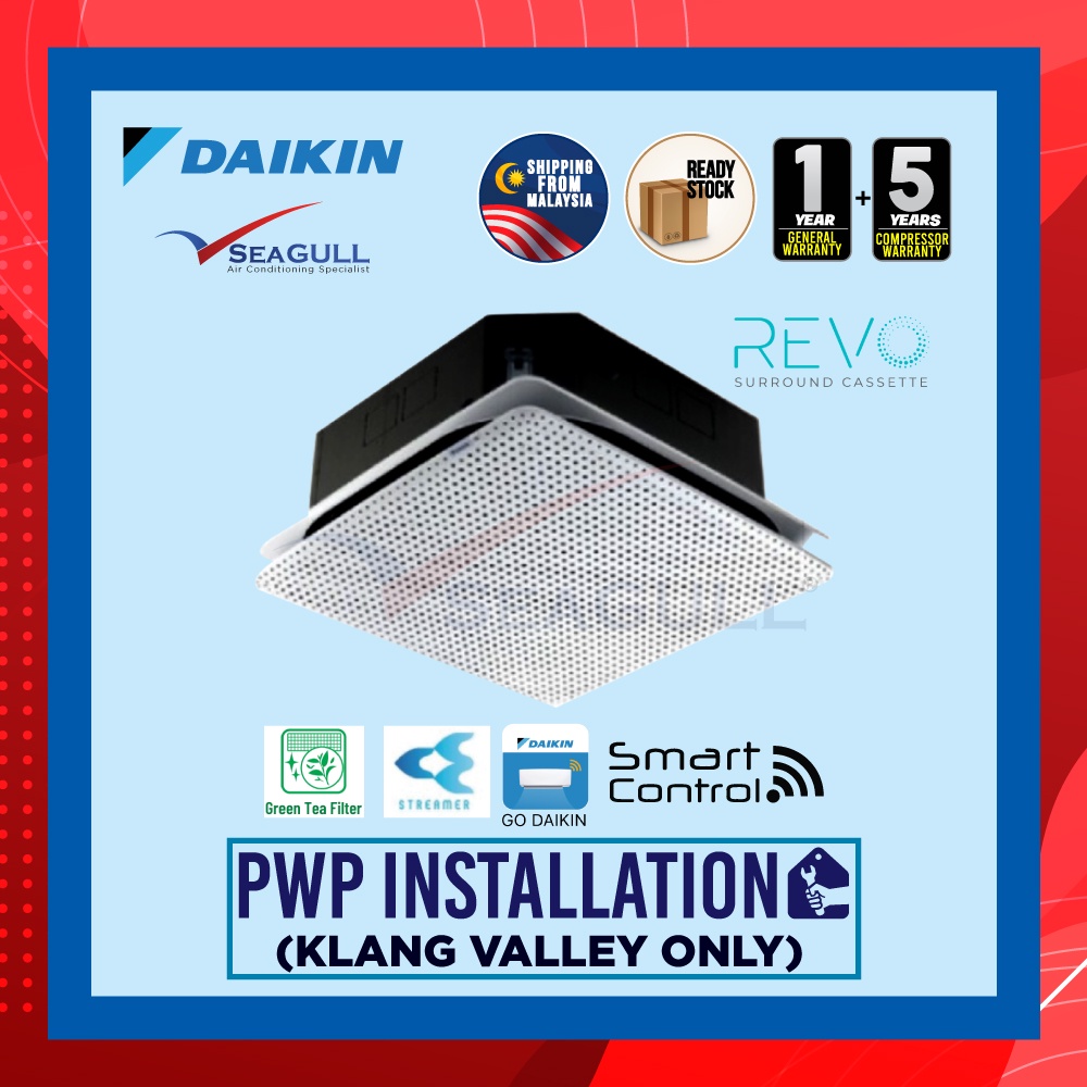 Daikin R32 REVO Premium Ceiling Cassette Non Inverter FCFV-A Series ...