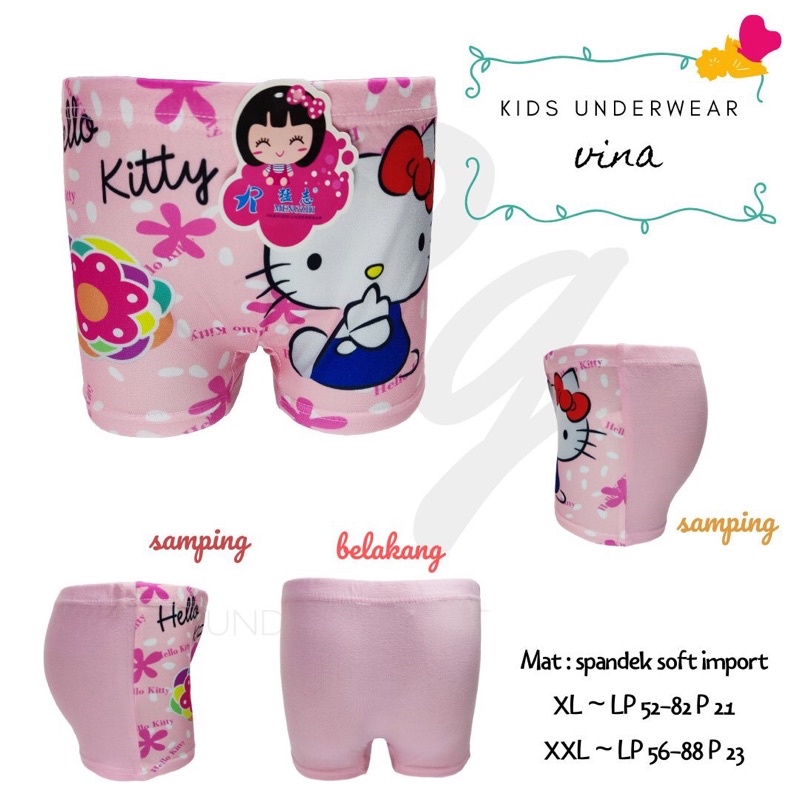 3 PCS GIRLS' HELLO KITTY FLOWER SPANDEK SHORT SHOT BOXER UNDERWEAR FINE ...