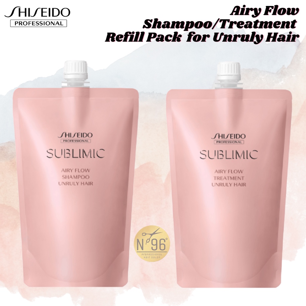 SUBLIMIC: AIRY FLOW SHAMPOO/TREATMENT REFILL PACK for UNRULY Hair 450mL by SHISEIDO PROFESSIONAL ...