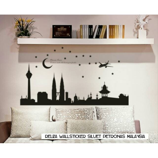 HIASAN DINDING HITAM Reliza WALL STICKER BLACK SILUET TOWERS TWINS ...