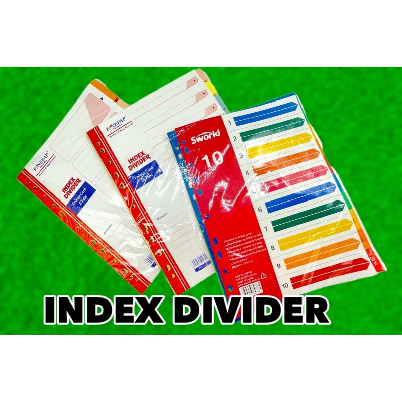 Finepap & Sworld PVC 10 Colour Index Divider Tag Board 5 Tabs 10 Tabs ...