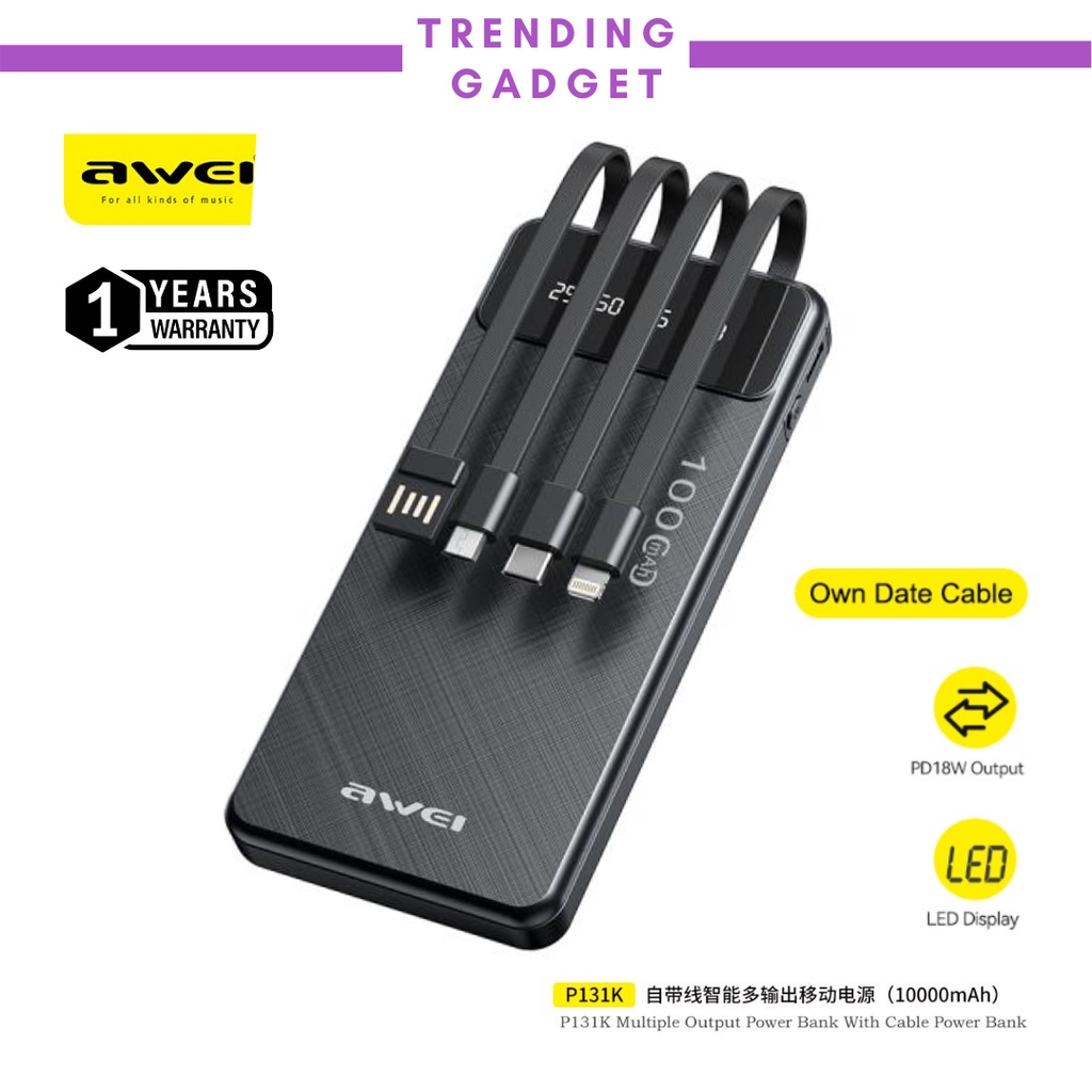 AWEI Mobile Portable Powerbank 10000mAh & Digital Display Power Bank ...