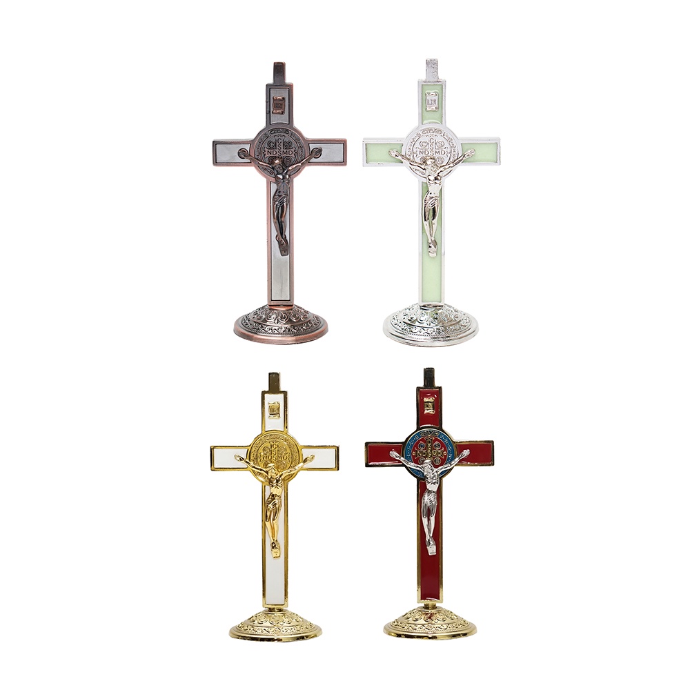 Premium Iron Benedict Iron Catholic Sitting Cross 15cm Color - Table ...