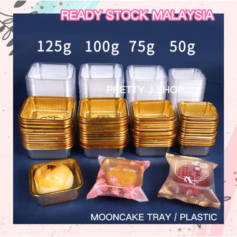 Readystock Msia Golden Transparent Moon Cake Tray Mooncake Box ...