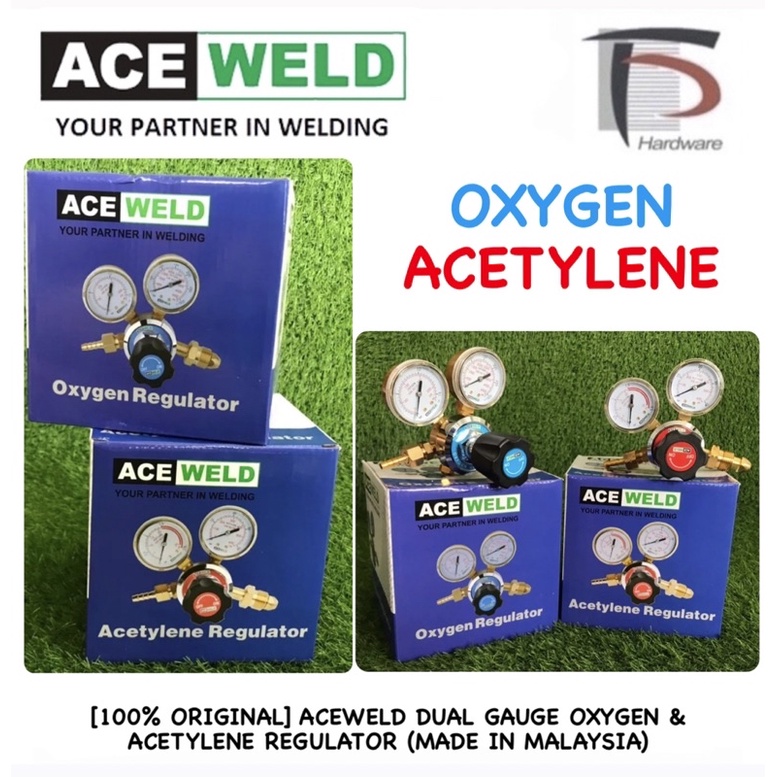 [100% ORIGINAL] ACEWELD DUAL GAUGE OXYGEN & ACETYLENE REGULATOR WITH ...