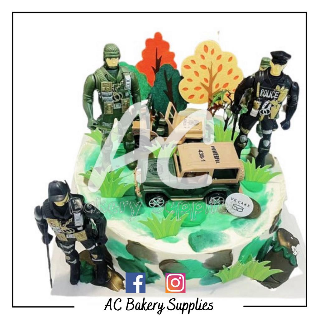 [READY STOCK] Police Army Soldier Truck Cake Topper / Decoration Set ...