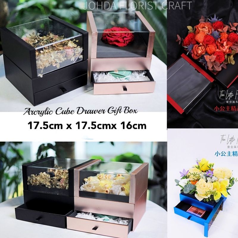 Small Arcrylic Square Drawer Box Kotak Hadiah Lutsinar Surprise Box ...