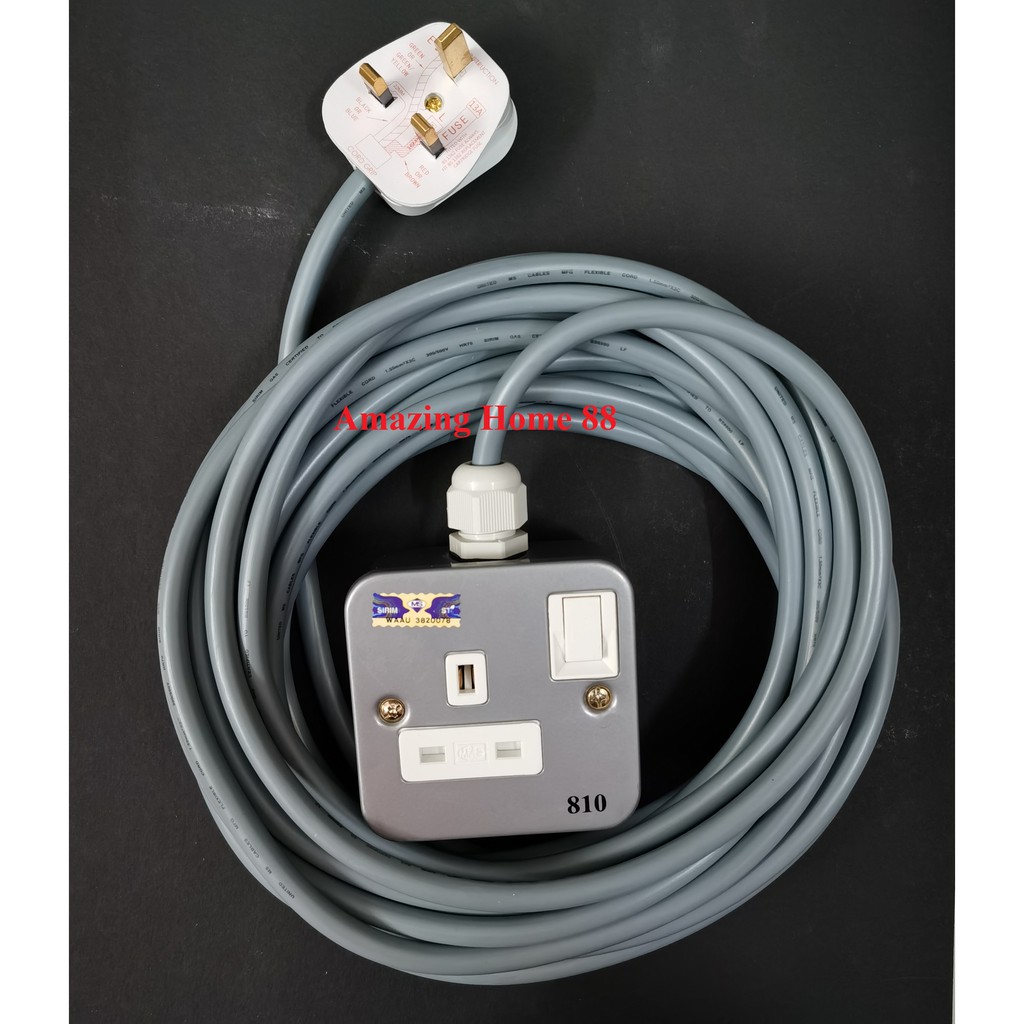 1 GANG HEAVY DUTY METAL CLAD 13A SWITCH SOCKET EXTENSION TRAILING WIRE ...
