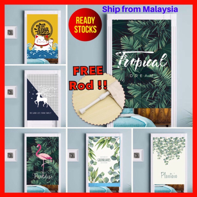 READY STOCK FREE ROD+EXTRA LONG Japanese Noren Curtain Partition ...