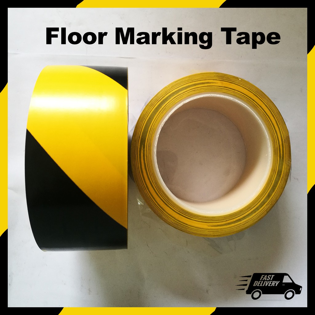 Black Yellow Zebra Floor Marking Tape / hazard tape / Pita Penanda ...