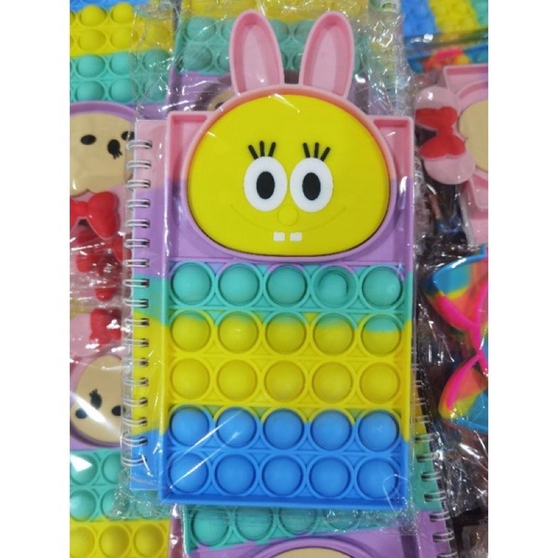 Rainbow Pop It Fidget Bubble Notebook (A6) Silicone Hard Cover Buku ...