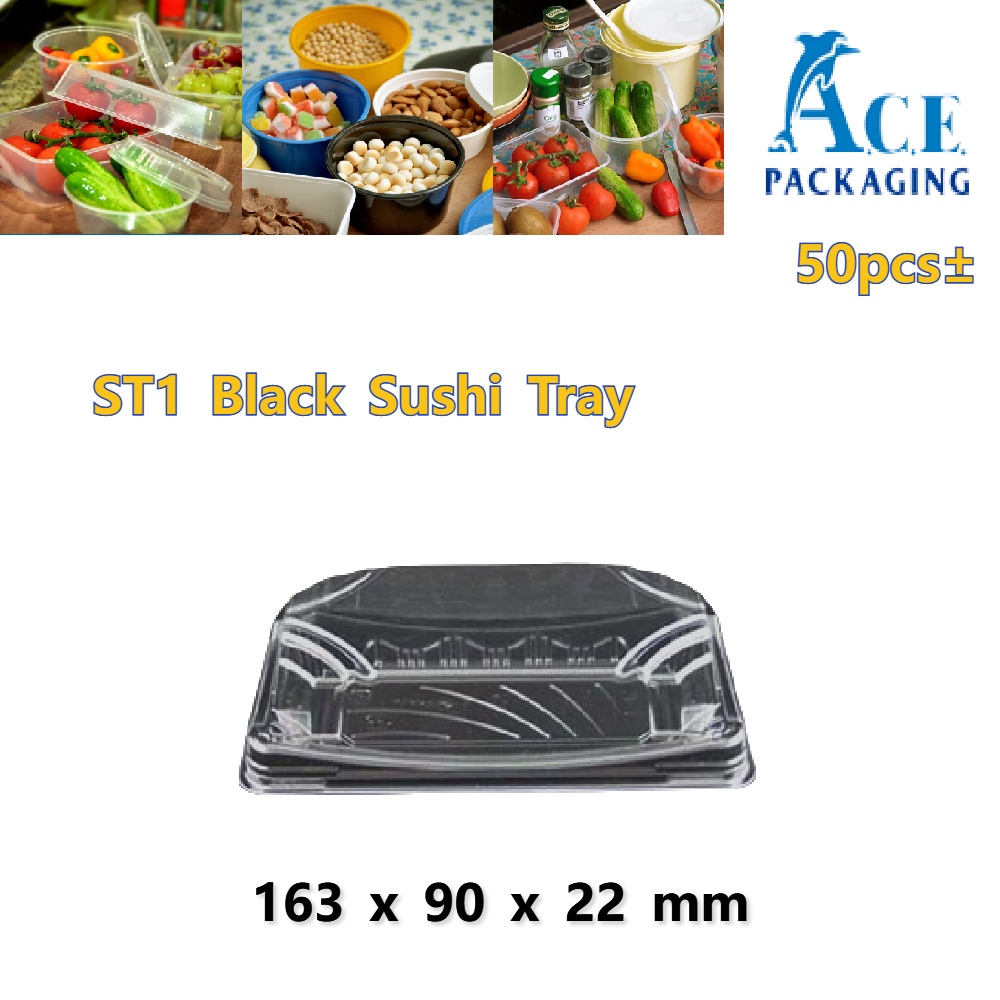 ST1 Black Sushi Tray with Lid / Plastic Tray - Black | Shopee Malaysia