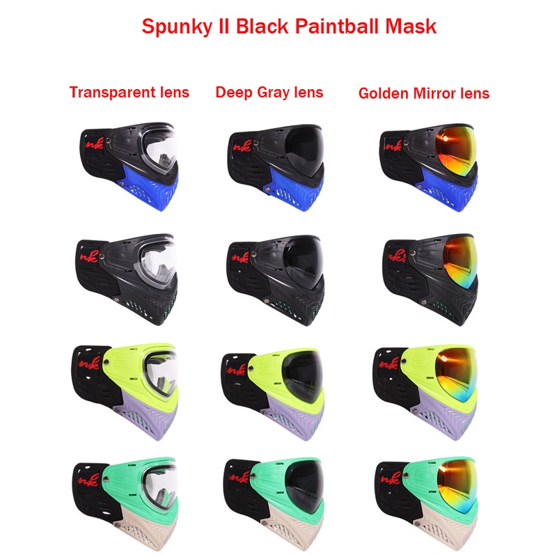 Spunky II Black Paintball Mask Made of Soft PE and Hard Nylon with ...