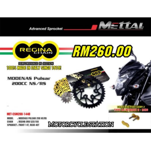REGINA PULSAR 200 NS, RS200 Sprocket Chain Kit SPROCKET SET | Shopee ...