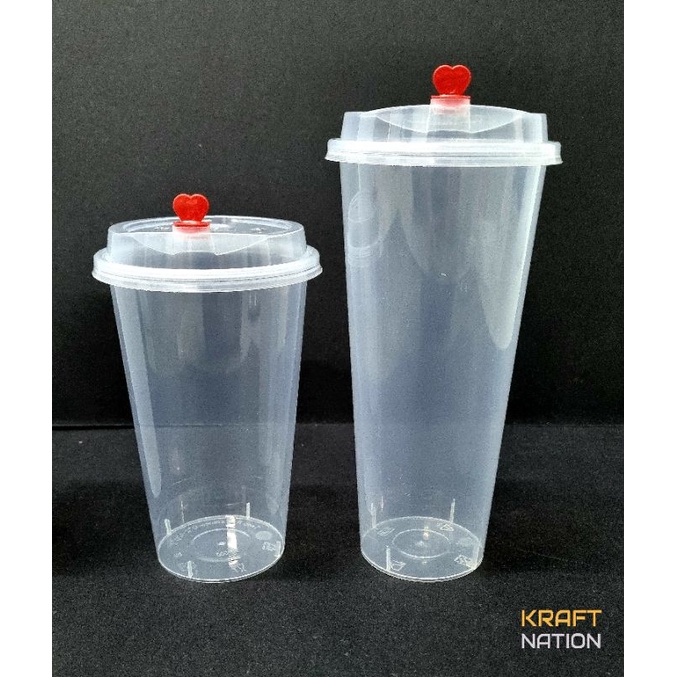 [50set] 360/500/700ml Premium PP5 Injection Cup Clear Plastic Cup Milk ...
