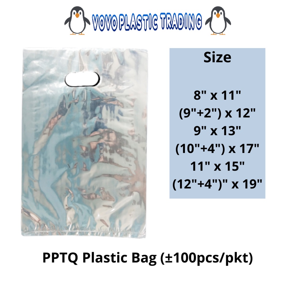 [ ±100pcs ] PP Clear Bag with Handle / Transparent Bag / Plastik ...
