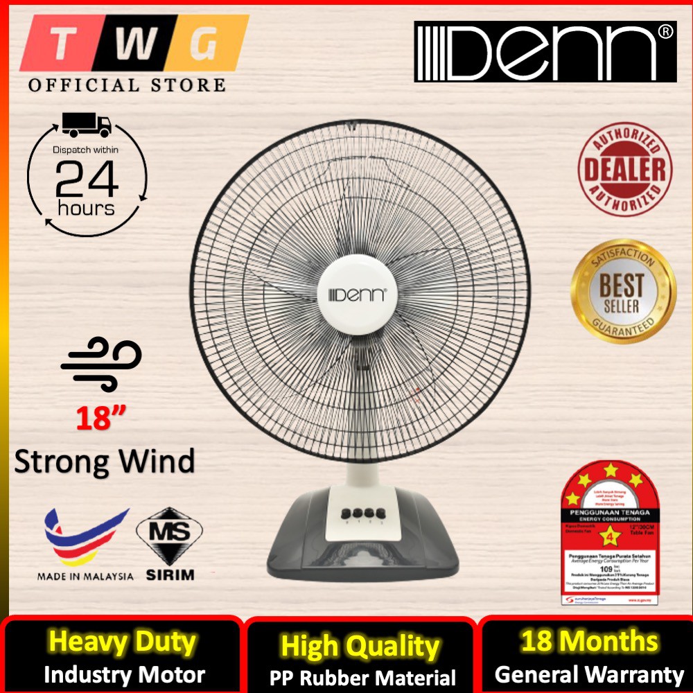 [Ready Stock] DENN 18" Heavy Duty Industry Table Fan DTF-18 (18 Months ...