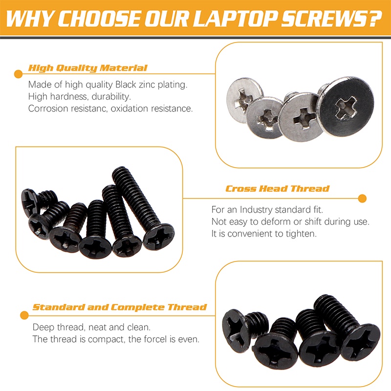 ELECTRAPICK 360 Pcs M2 M2.5 M3 Laptop Notebook Computer Screws Kit Flat ...