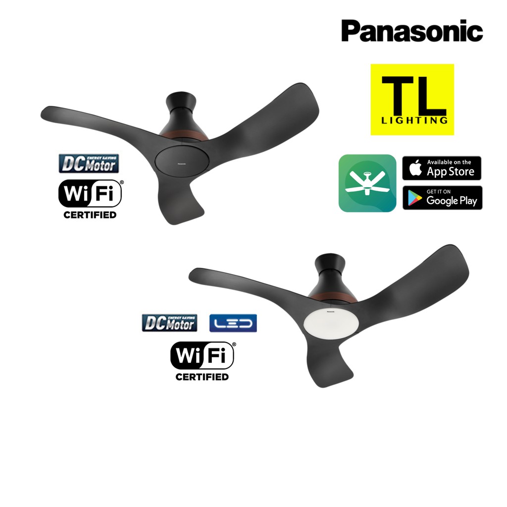 Panasonic WIFAN Wifi 48 INCH 3-Blade LED DC Ceiling Fan F-M12ECVBKH F ...