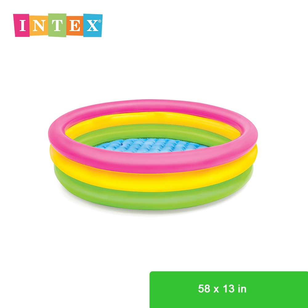 INTEX 57412 Sunset Glow Pool, 3-Ring, W/ Infl. Floor, Ages 2+ (45 x 10 ...