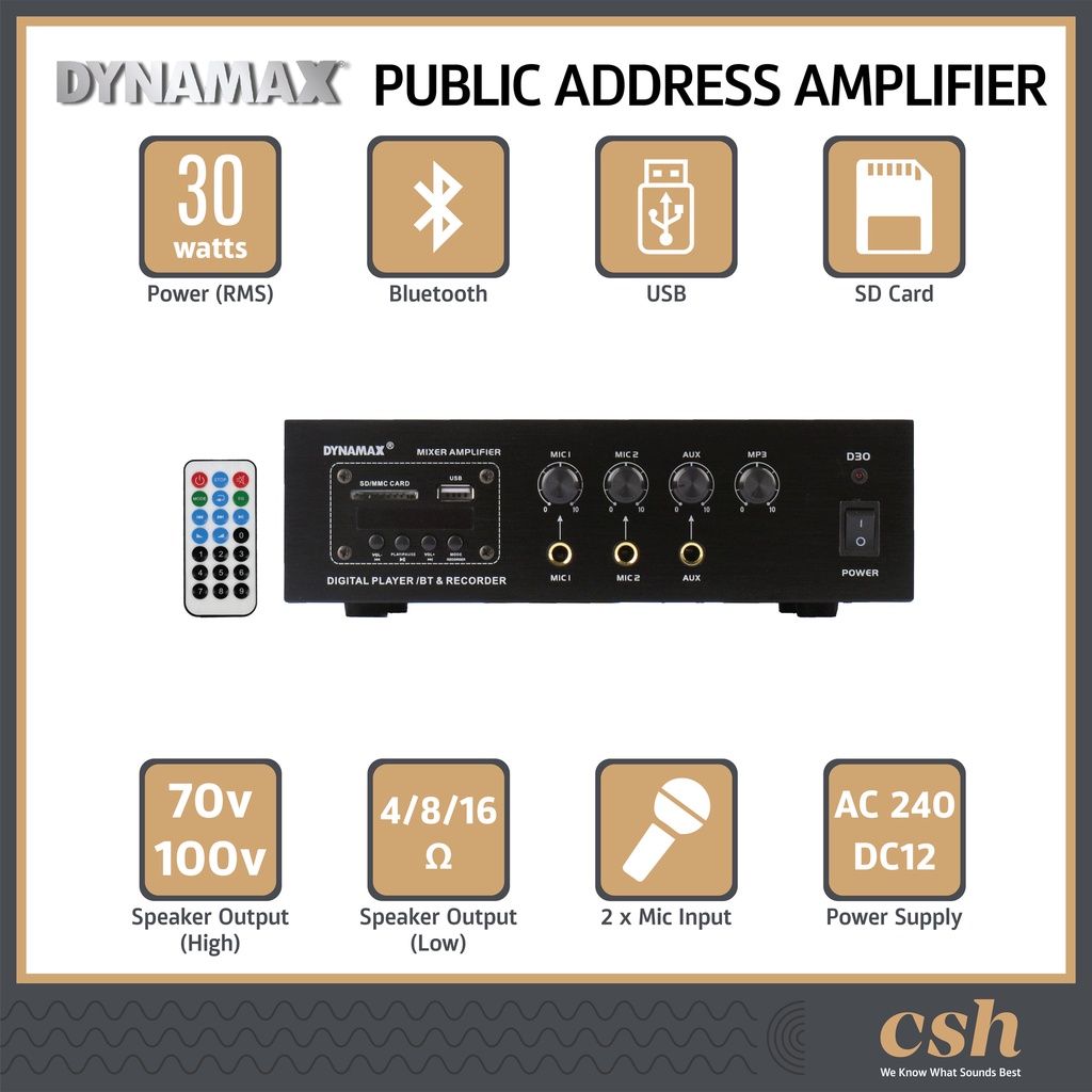DYNAMAX D30/D60 PA Amplifier, Public Address Amplifier, PA System ...
