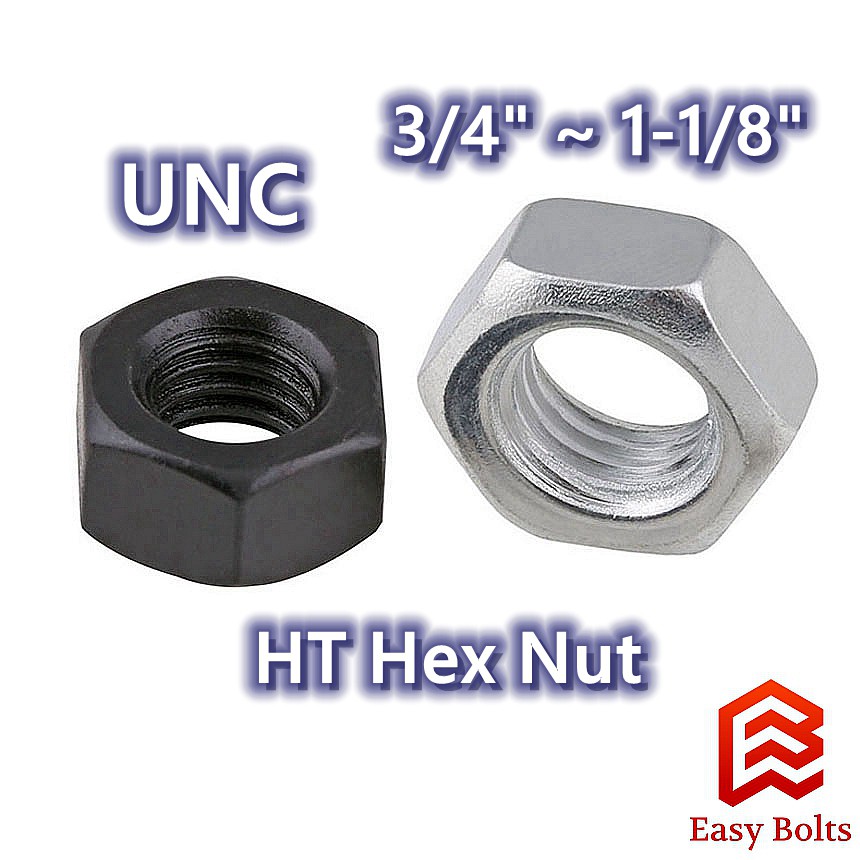 HT Hex Nut - UNC 3/4" ~ 1-1/8" (Inch Coarse Thread) (Benang Kasar Inci ...